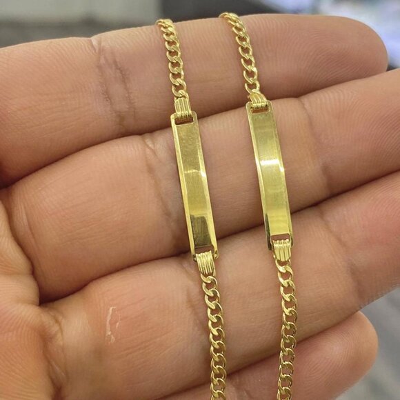 Prime Jewelry 269 | Jewelry | K Real Gold Baby Id Bracelet 55 Curb Link ...